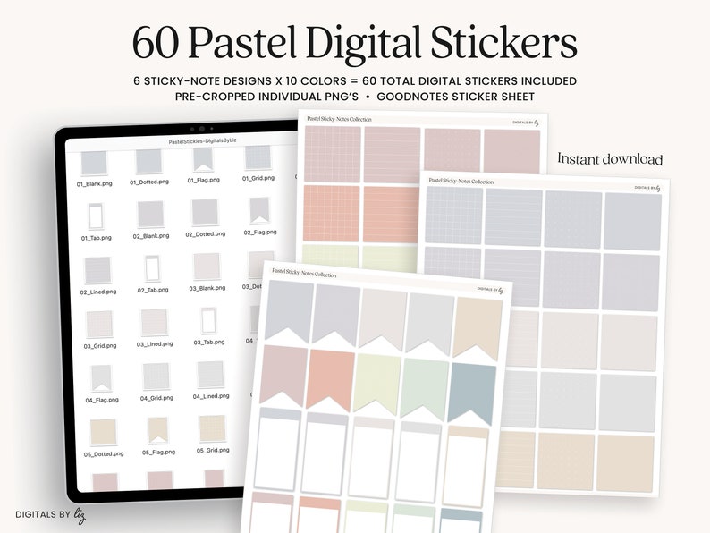 60 Digital Stickers Pre-cropped Png's & Goodnotes - Etsy