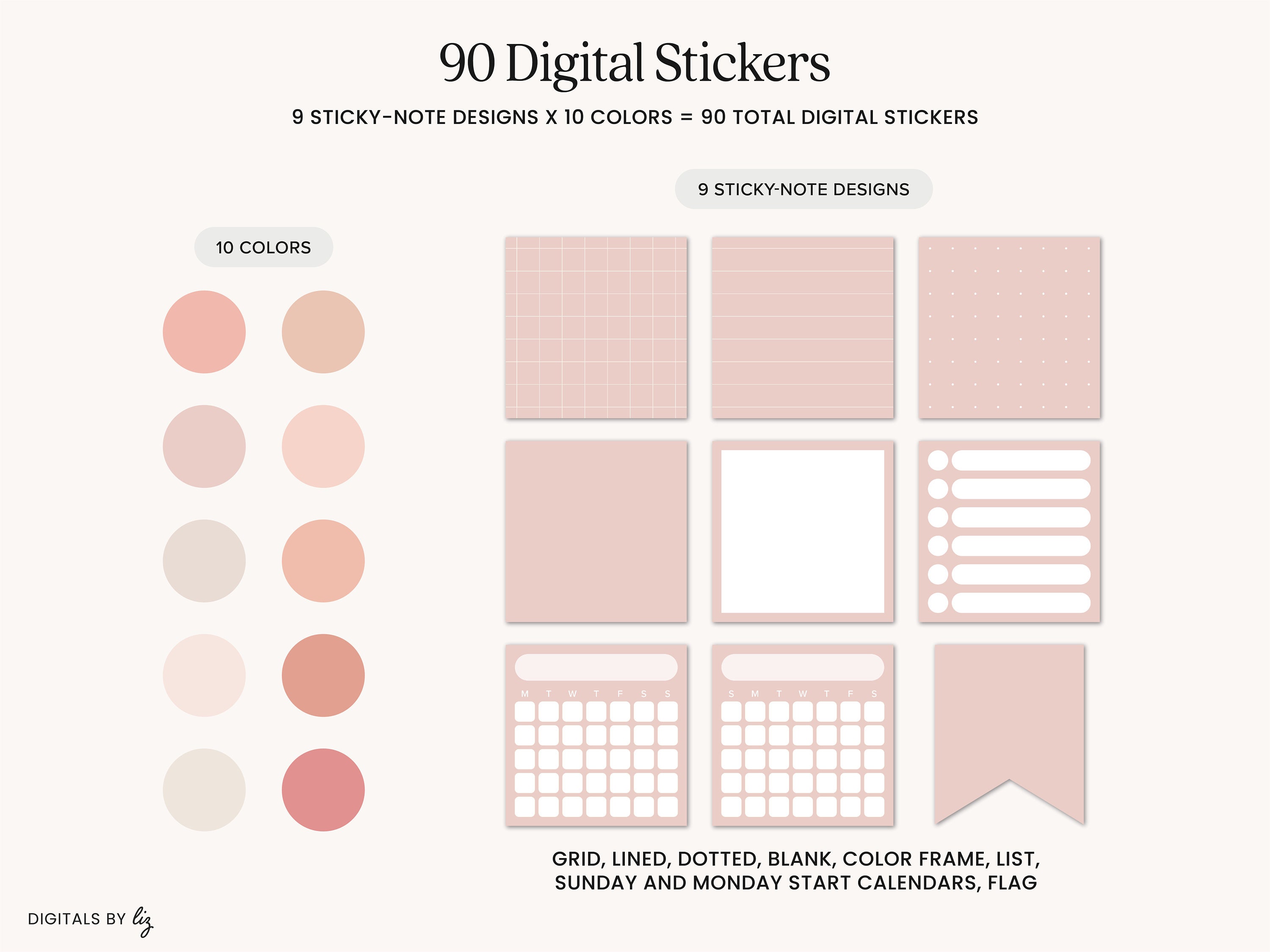 90 Pink Digital Stickers | Pre-cropped Png's & Goodnotes Sticker Sheet ...