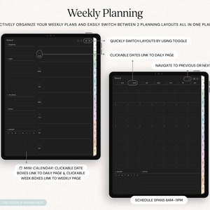 Undated Digital Planner Dark Mode, Goodnotes Planner, Notability ...