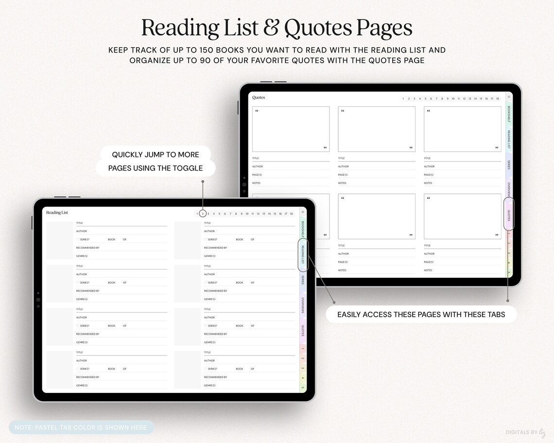 Digital Reading Journal, iPad Reading Planner, Reading Tracker ...