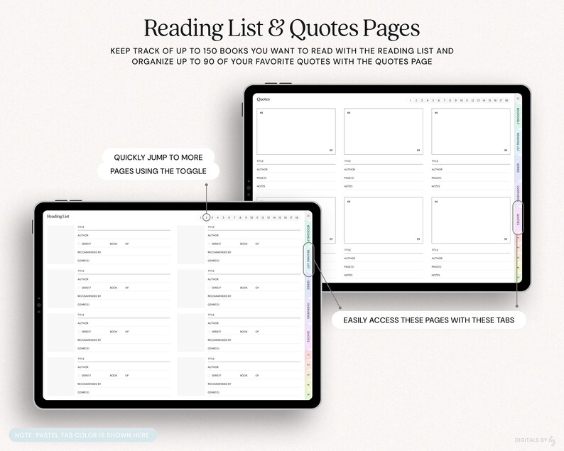 Digital Reading Journal, iPad Reading Planner, Reading Tracker ...