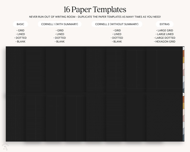 Dark Mode Digital Notebook 7 Hyperlinked Tabs Minimalist - Etsy