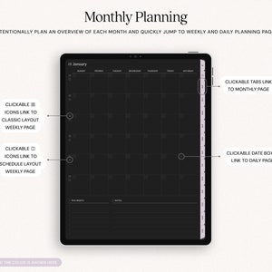 Undated Digital Planner Dark Mode, Goodnotes Planner, Notability ...