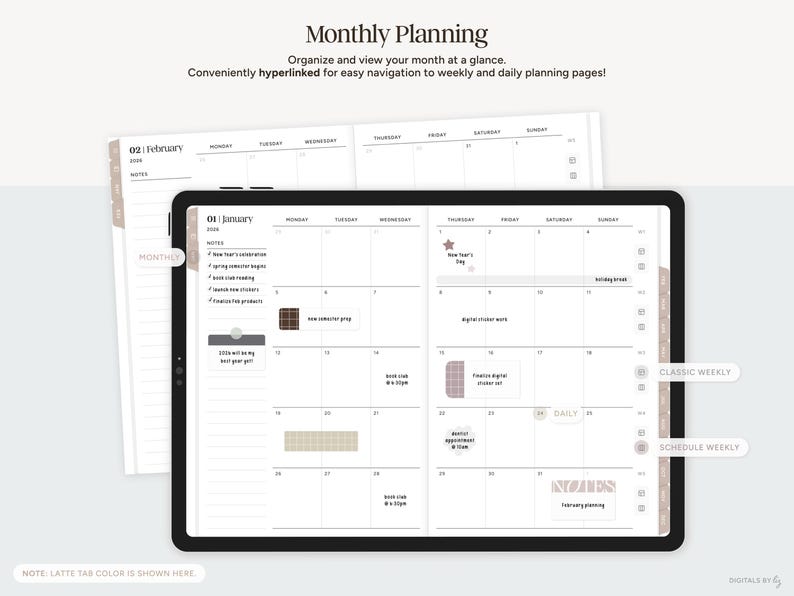 2026 Digital Planner, Open-book | Hyperlinked iPad Planner, Goodnotes ...