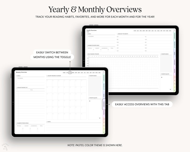 Digital Reading Journal Ipad Reading Planner Light Mode - Etsy