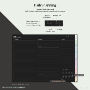 Dark Mode 2024 2025 Midyear Digital Planner, Landscape Hyperlinked iPad ...