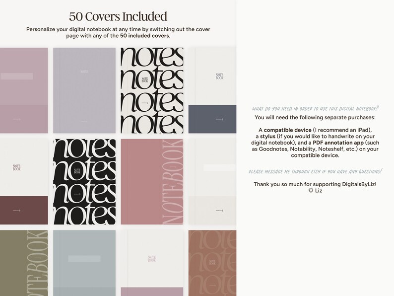 12 Subject Digital Notebook, Open-book | Minimalist Open Book Digital ...