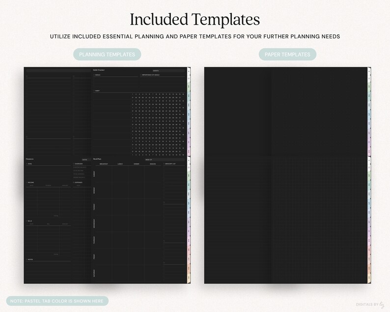 Undated Digital Planner Dark Mode, Goodnotes Planner, Notability ...
