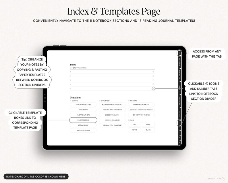 Digital Reading Journal, iPad Reading Planner, Reading Tracker ...