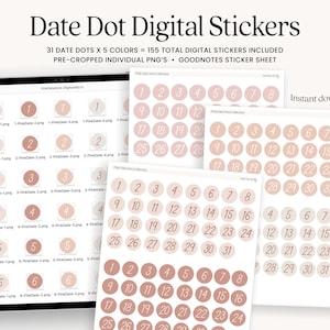 Pink Date Dot Digital Stickers Pre-cropped Individual Png's & Goodnotes ...