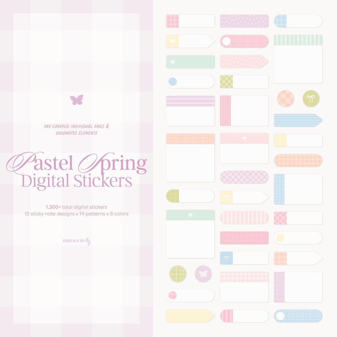 Pastel Spring Digital Stickers, 1300+ Individual Pngs & Goodnotes ...