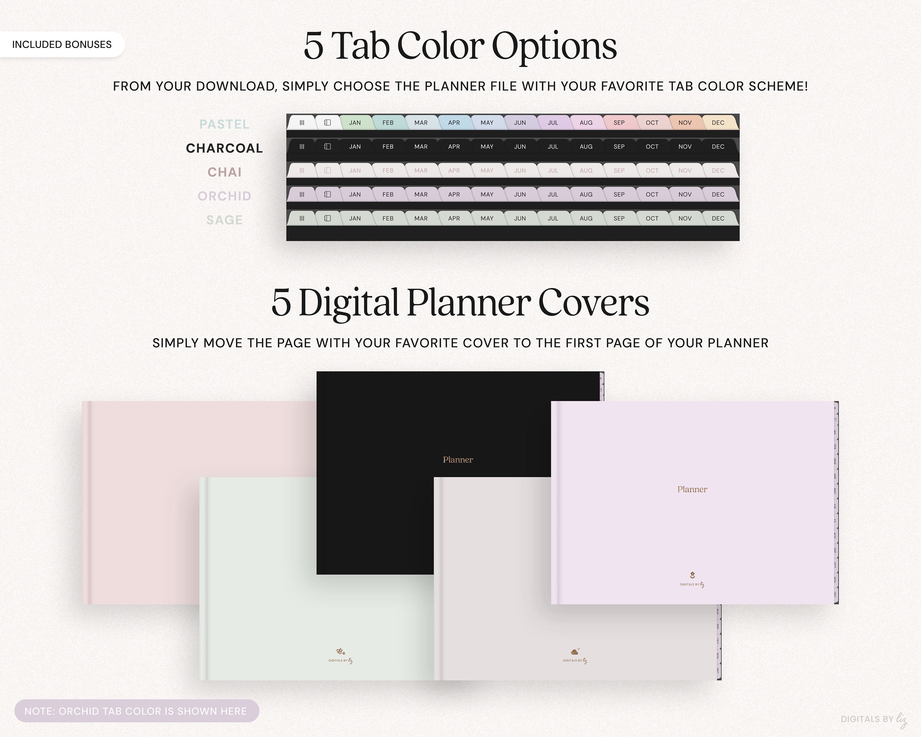 Undated Digital Planner Dark Mode, Goodnotes Planner, Notability ...