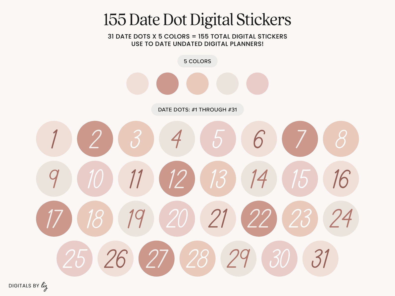 Pink Date Dot Digital Stickers Pre-cropped Individual - Etsy