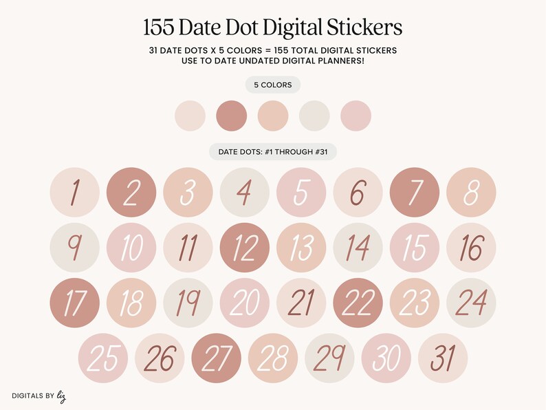 Pink Date Dot Digital Stickers Pre-cropped Individual - Etsy