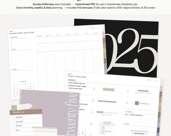 2025 Digital Planner, Portrait Hyperlinked iPad Planner, Goodnotes ...