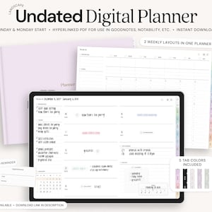 Undated Digital Planner, Goodnotes Planner, Notability Planner ...