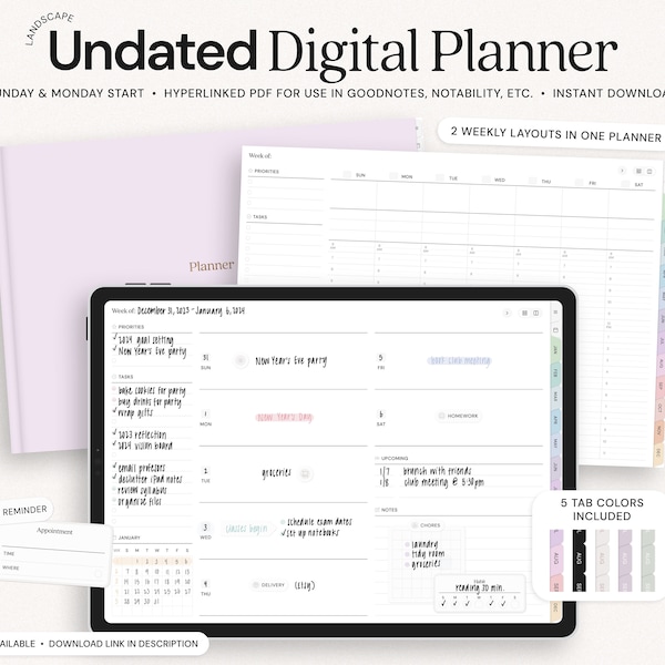 Undated Digital Planner - Etsy