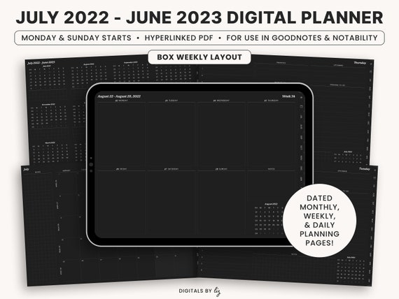 July 2022 June 2023 Hyperlinked Landscape Digital Planner - Etsy