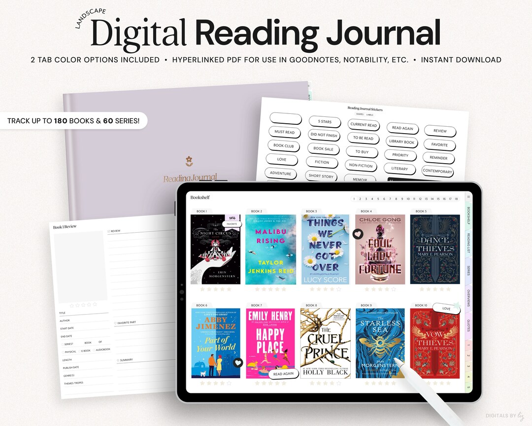 Digital Reading Journal, iPad Reading Planner, Reading Tracker ...