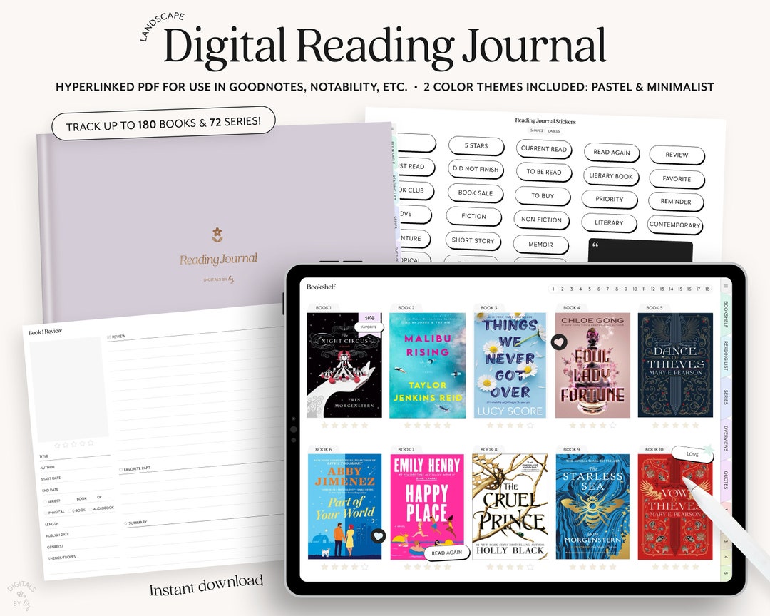 Digital Reading Journal Ipad Reading Planner Light Mode - Etsy