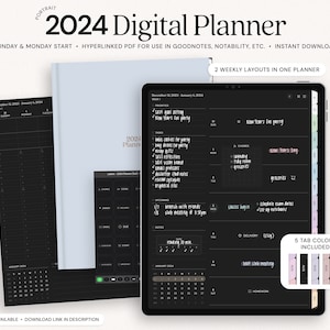 2024 Digital Planner Dark Mode, Goodnotes Planner, Notability Planner ...