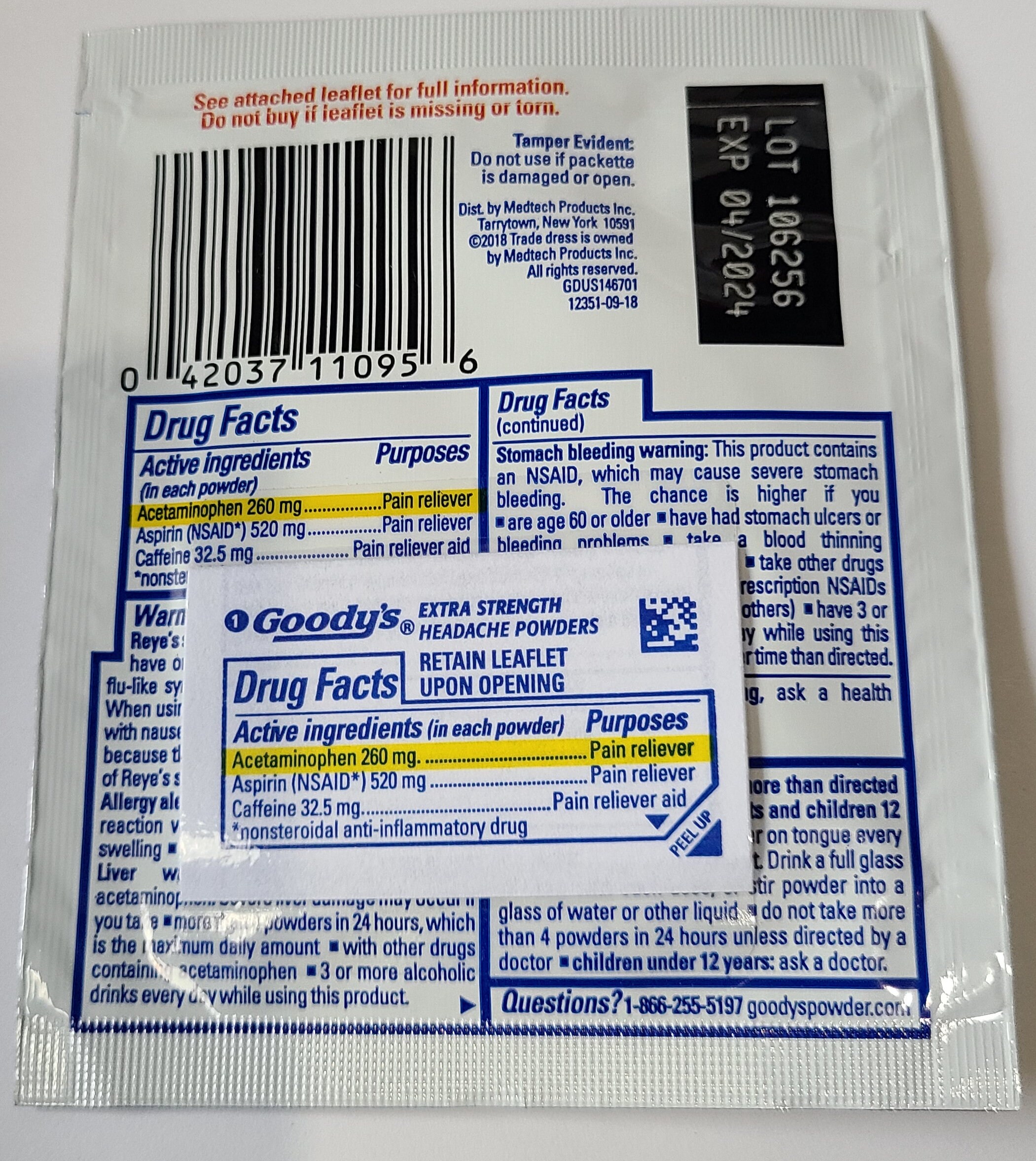 Goodys Powder Sampler Extra Strength Two Power Stick Packs 3-pack 6 ...