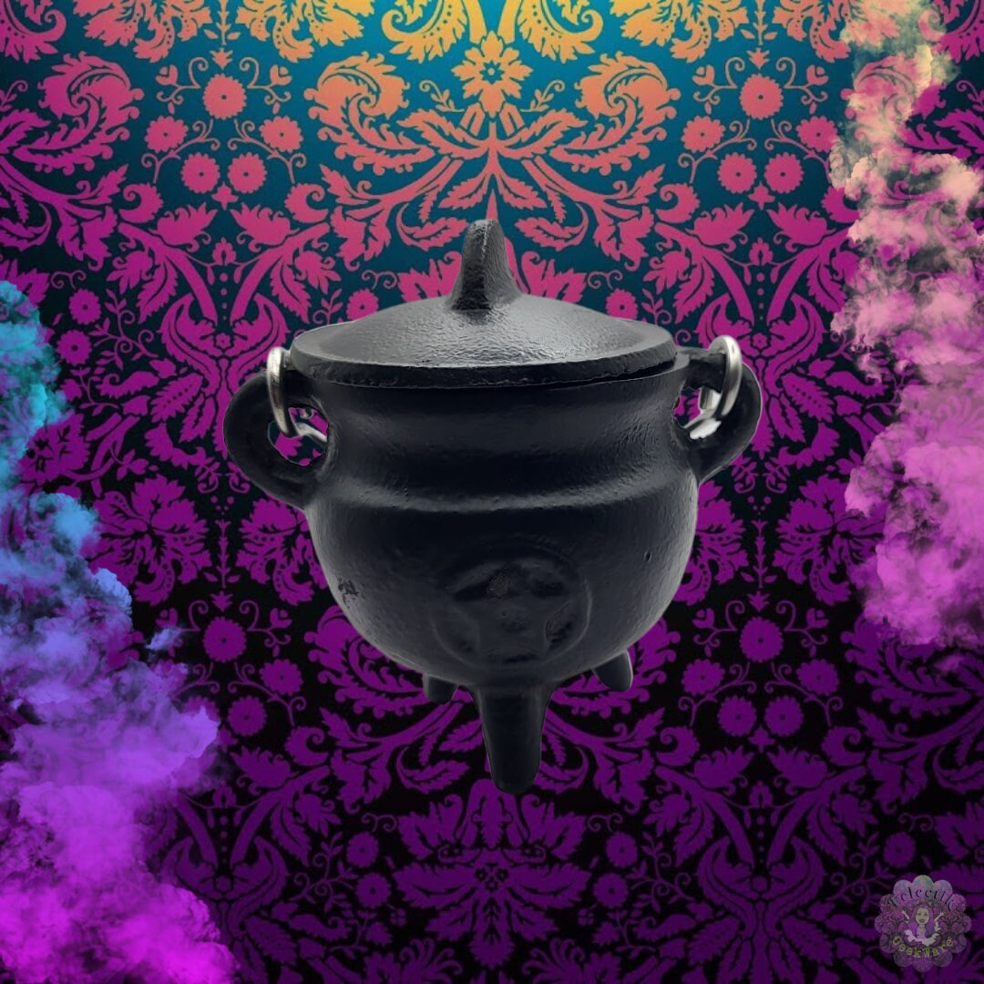 3.5" Small Cast Iron Cauldron With Lid and Carry Handle for Spells ...