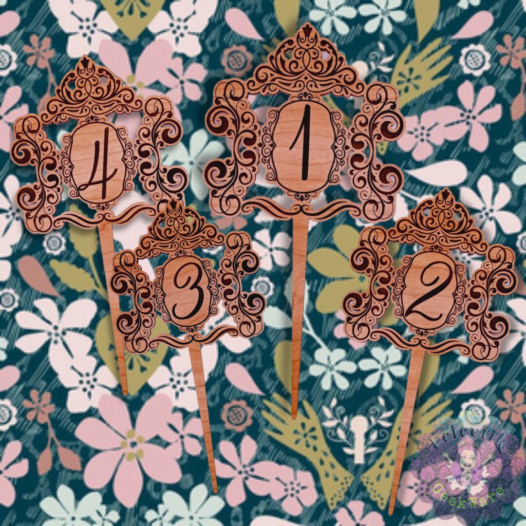Wooden Wedding Table Numbers - 1800's Inspired Flower Picks - Etsy