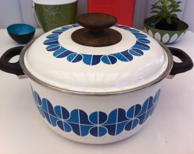 Vintage Enamel Noritake Pot With Abstract Blue Designs Retro Kitchen - Etsy