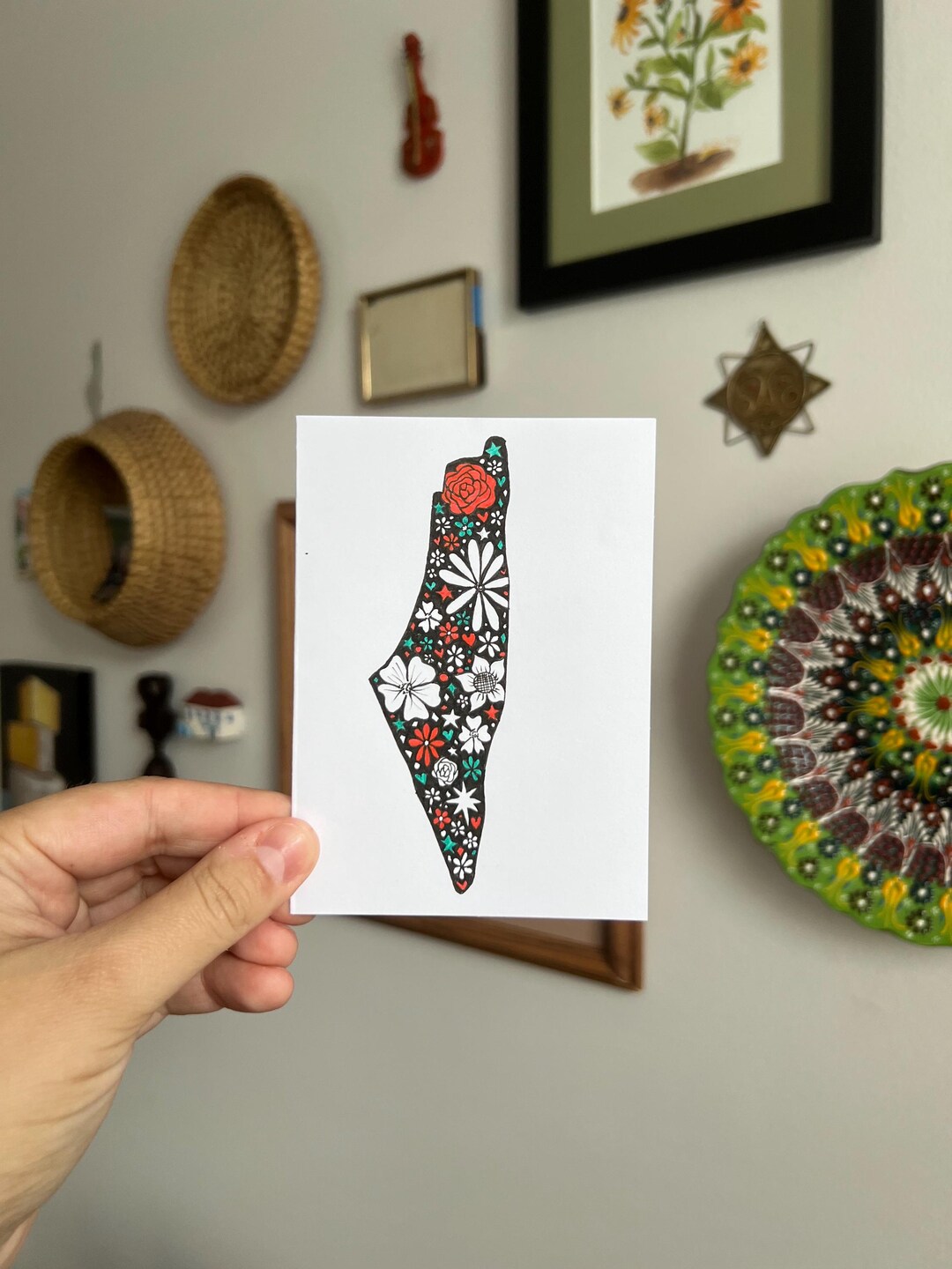 Hand-drawn Palestinian-inspired Greeting Card | Original Art Card ...