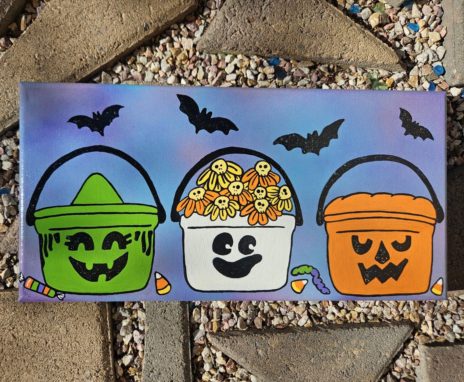Boo Buckets! 14x7inch Handpainted Canvas. 90s Nostalgia Halloween ...