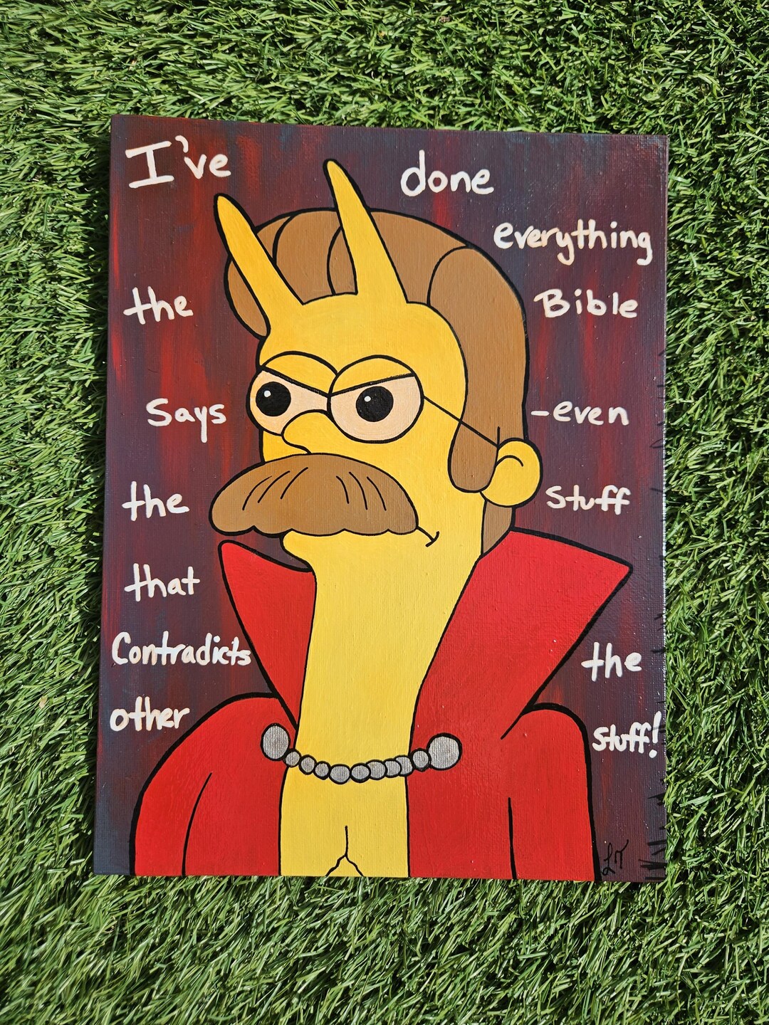 Hi-diddily-devil 9x12 Acrylic Canvas Painting. Ned Flanders Tree House ...