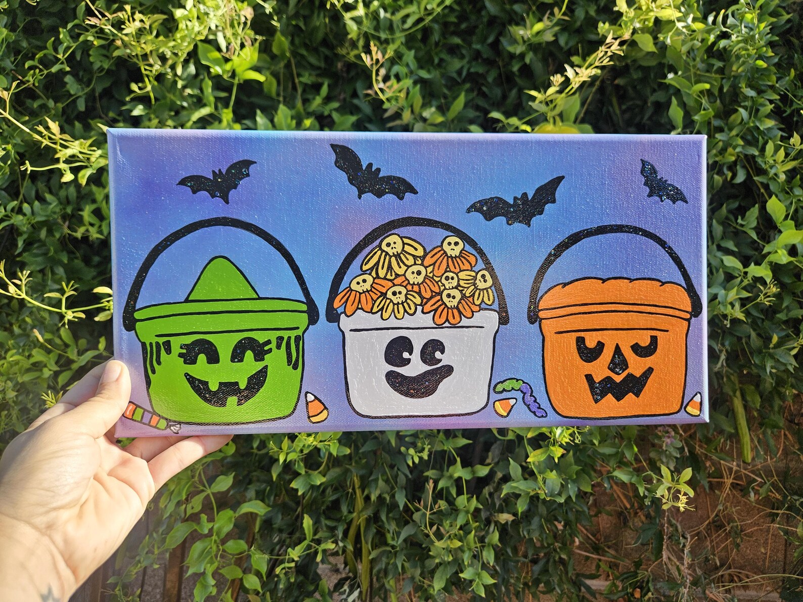 Boo Buckets! 14x7inch Handpainted Canvas. 90s Nostalgia Halloween ...