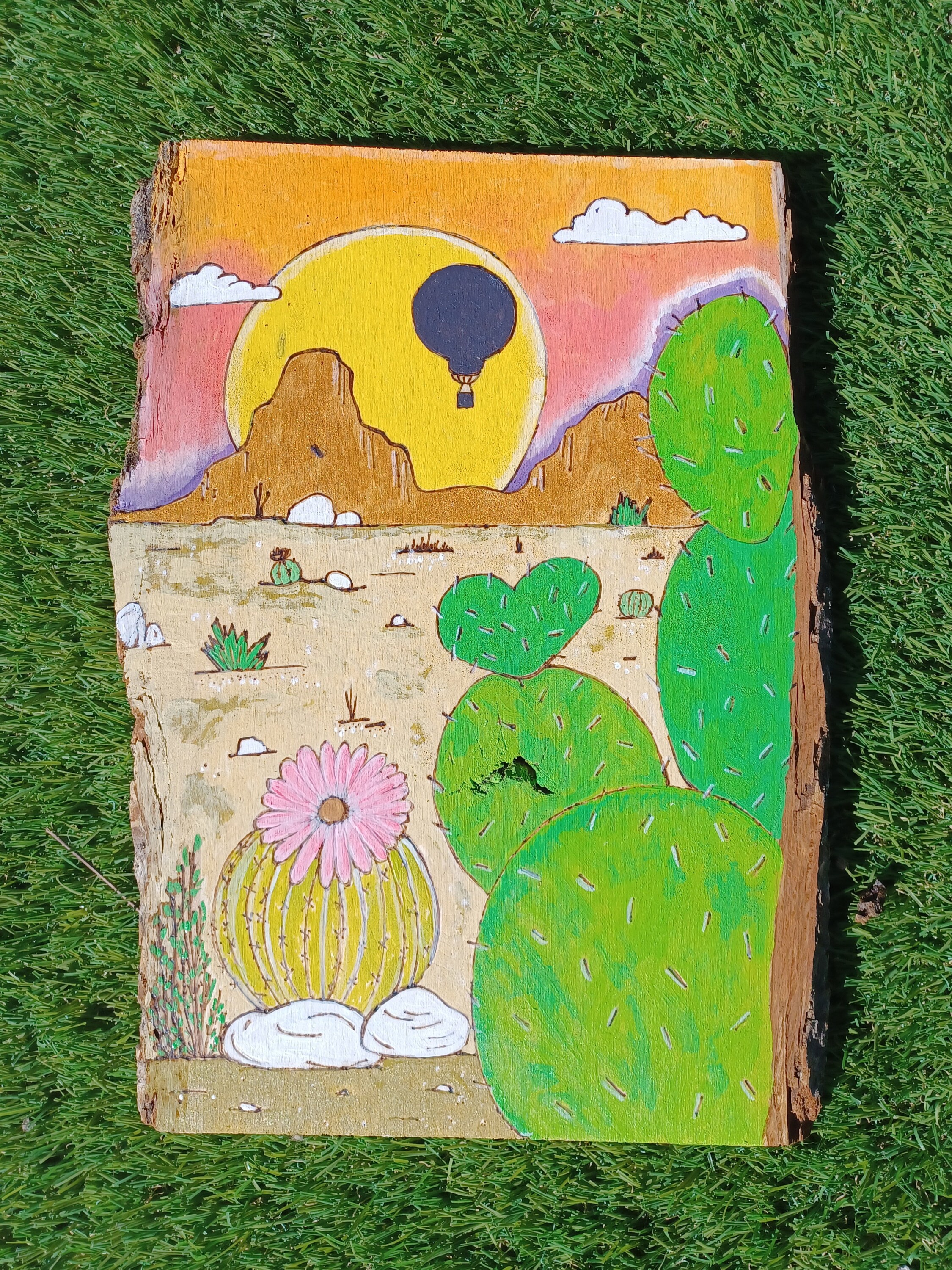 Desert Sky 13x9 Natural Wood Painting. Arizona Sonroan Desert Inspired ...
