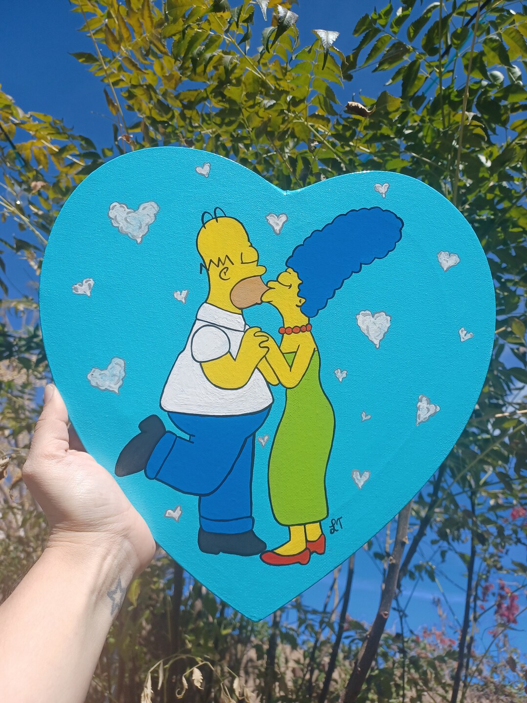 Love is in the Air 12inch Heart Shaped Handpainted Canvas. Nostalgia ...