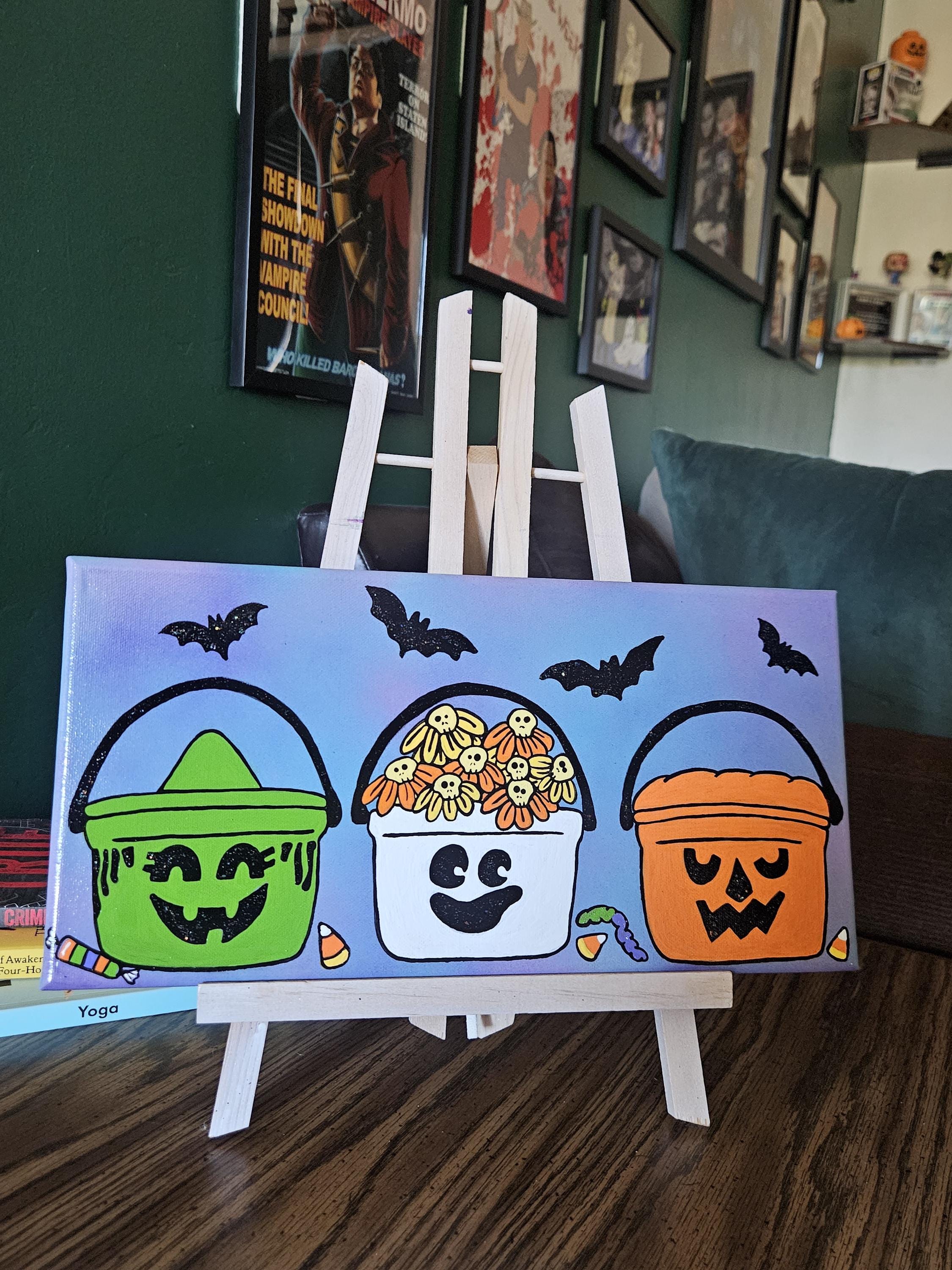 Boo Buckets! 14x7inch Handpainted Canvas. 90s Nostalgia Halloween ...