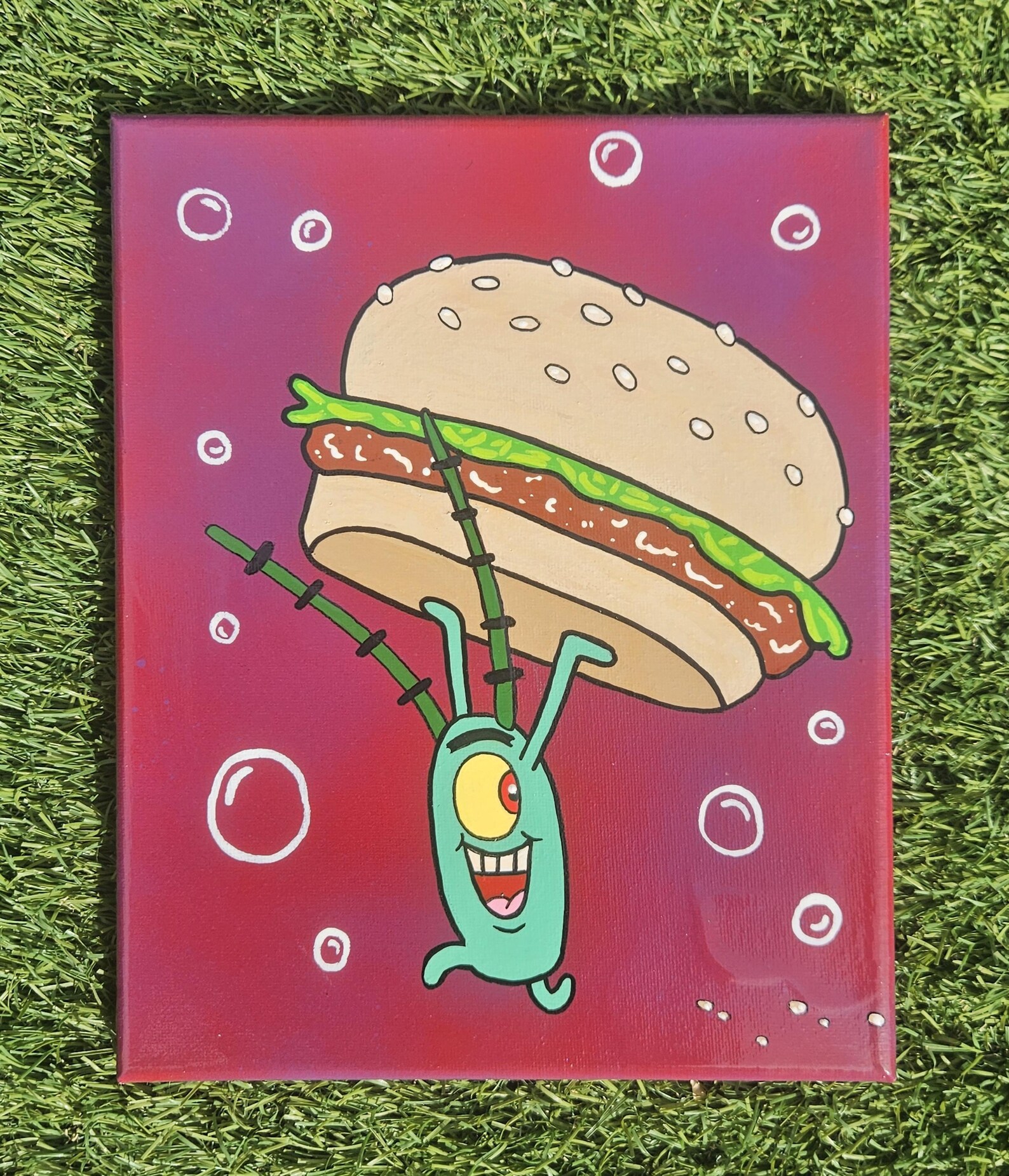 Burger Thief 8x10inch Handpainted Canvas. 90s Nostalgia Cartoon ...