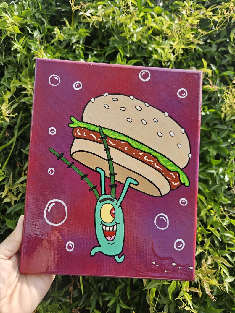 Burger Thief 8x10inch Handpainted Canvas. 90s Nostalgia Cartoon ...
