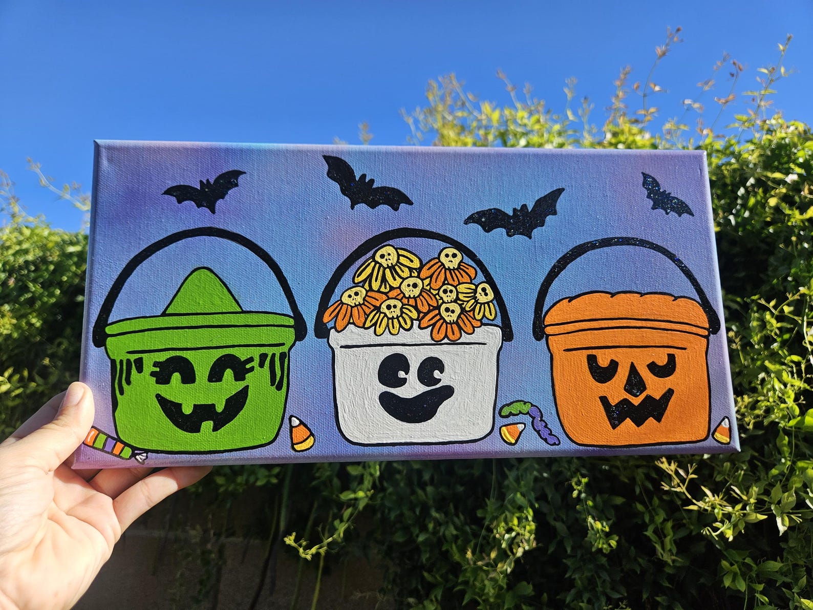Boo Buckets! 14x7inch Handpainted Canvas. 90s Nostalgia Halloween ...