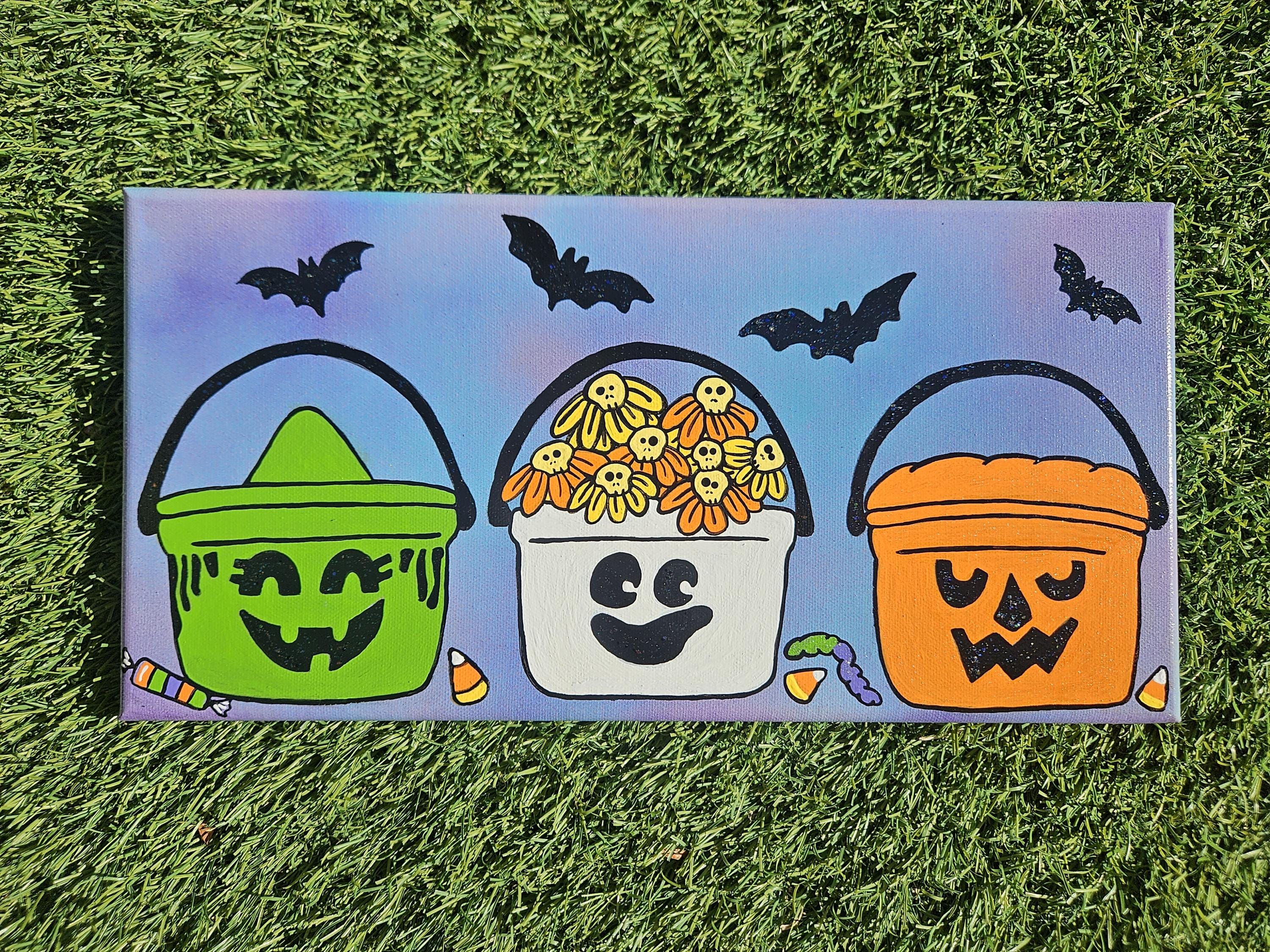Boo Buckets! 14x7inch Handpainted Canvas. 90s Nostalgia Halloween ...
