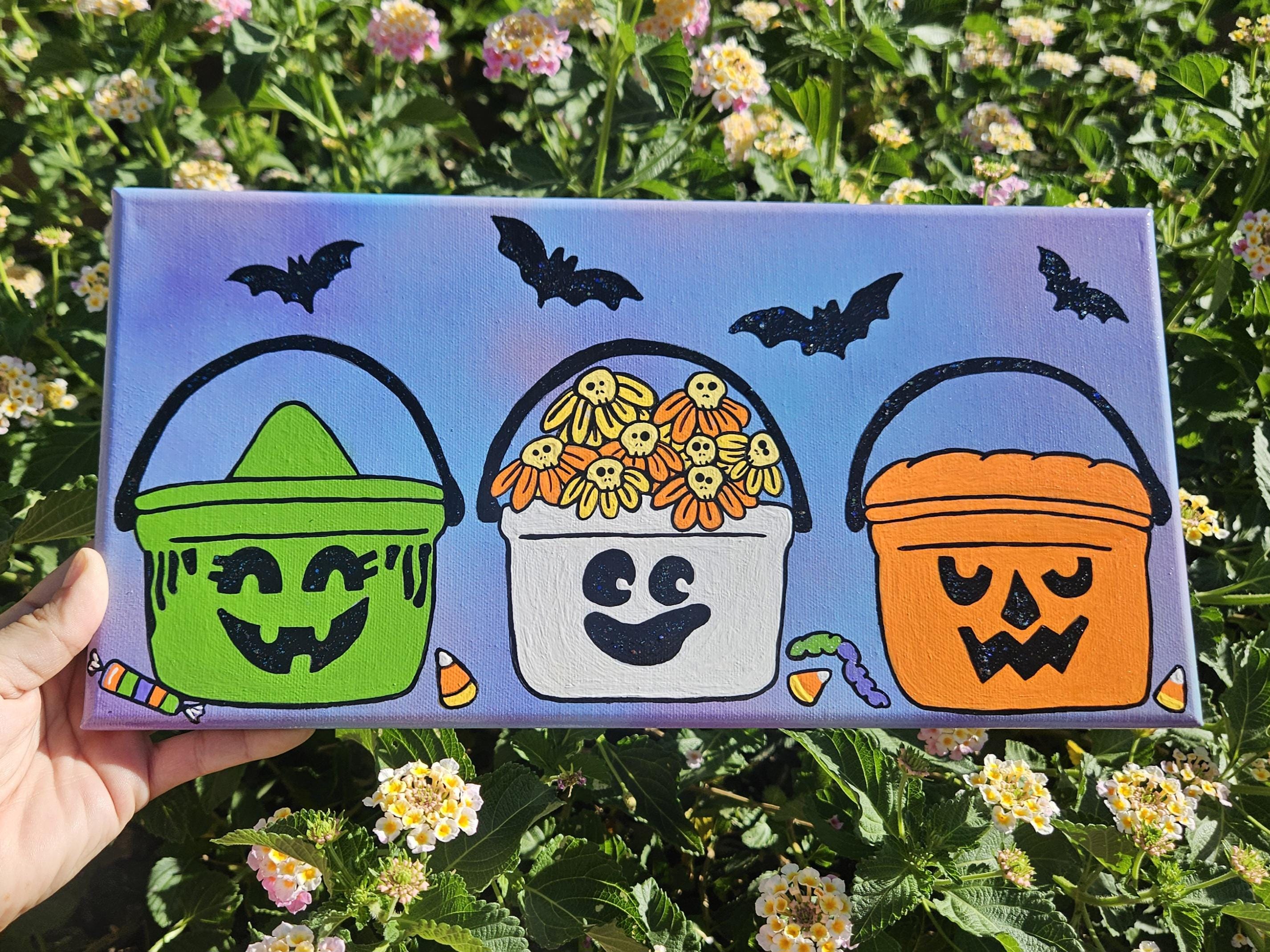 Boo Buckets! 14x7inch Handpainted Canvas. 90s Nostalgia Halloween ...
