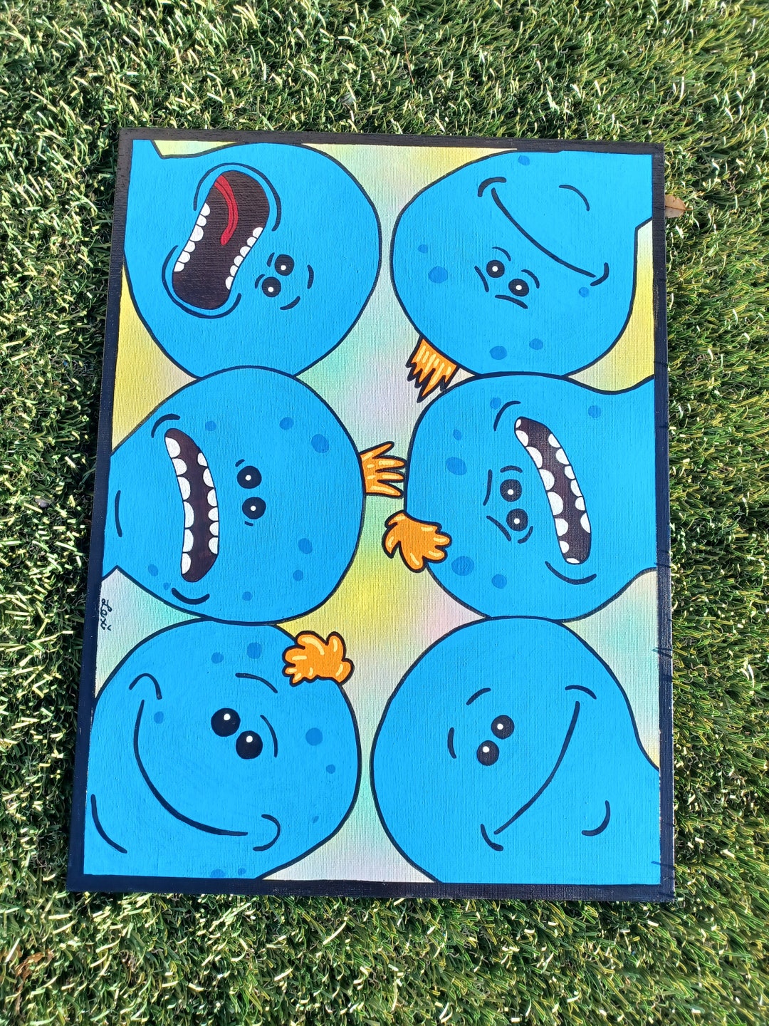 Mr Meeseeks 12x16 Handpainted Canvas Board. Rick and Morty Inspired ...