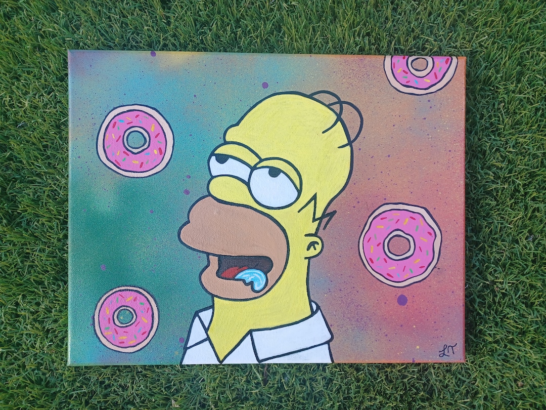 Homer Goes Nuts for Donuts 11x14 Canvas Painting. Simpsons - Etsy