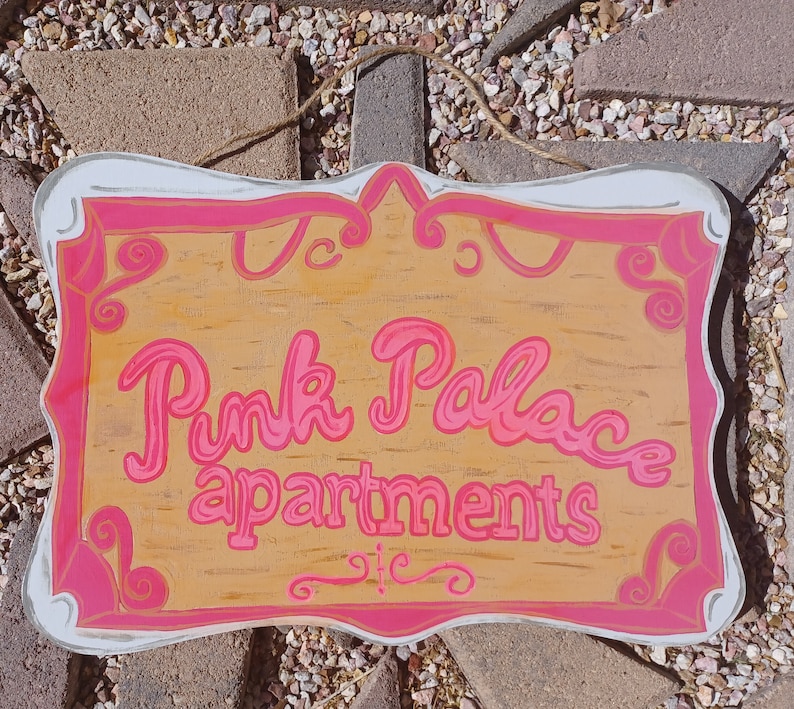 Pink Palace Sign: Coraline Inspired Acrylic Painting on Wood - Etsy