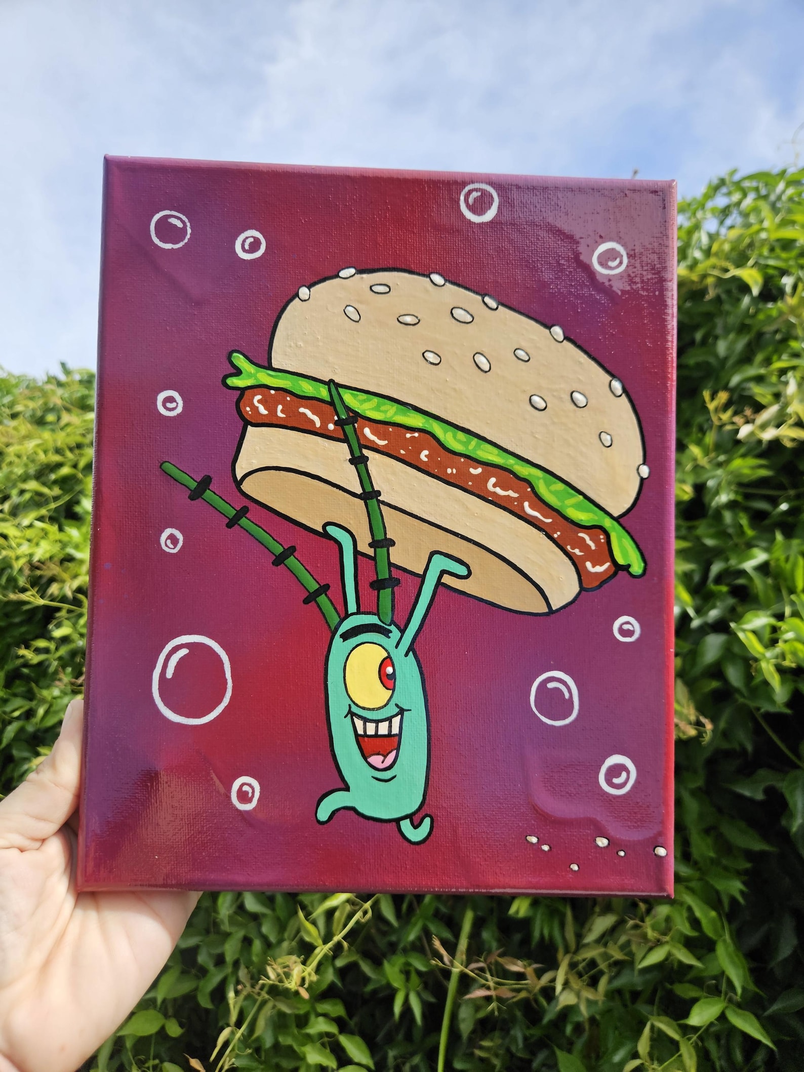 Burger Thief 8x10inch Handpainted Canvas. 90s Nostalgia Cartoon ...