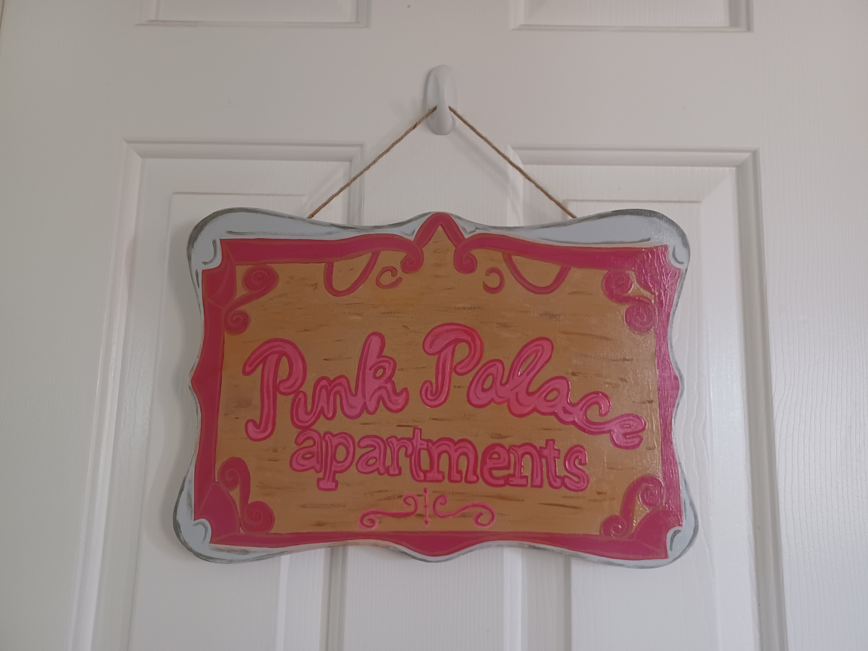 Pink Palace Sign: Coraline Inspired Acrylic Painting on Wood - Etsy