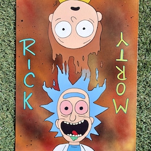 Trippy Rick and Morty 12x16 Canvas Board Painting. Rick and Morty ...