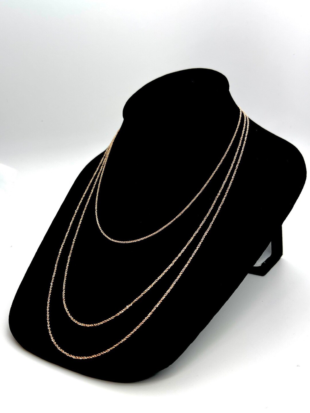 Solid 14K Rose Gold Baby Rope Chain - Etsy