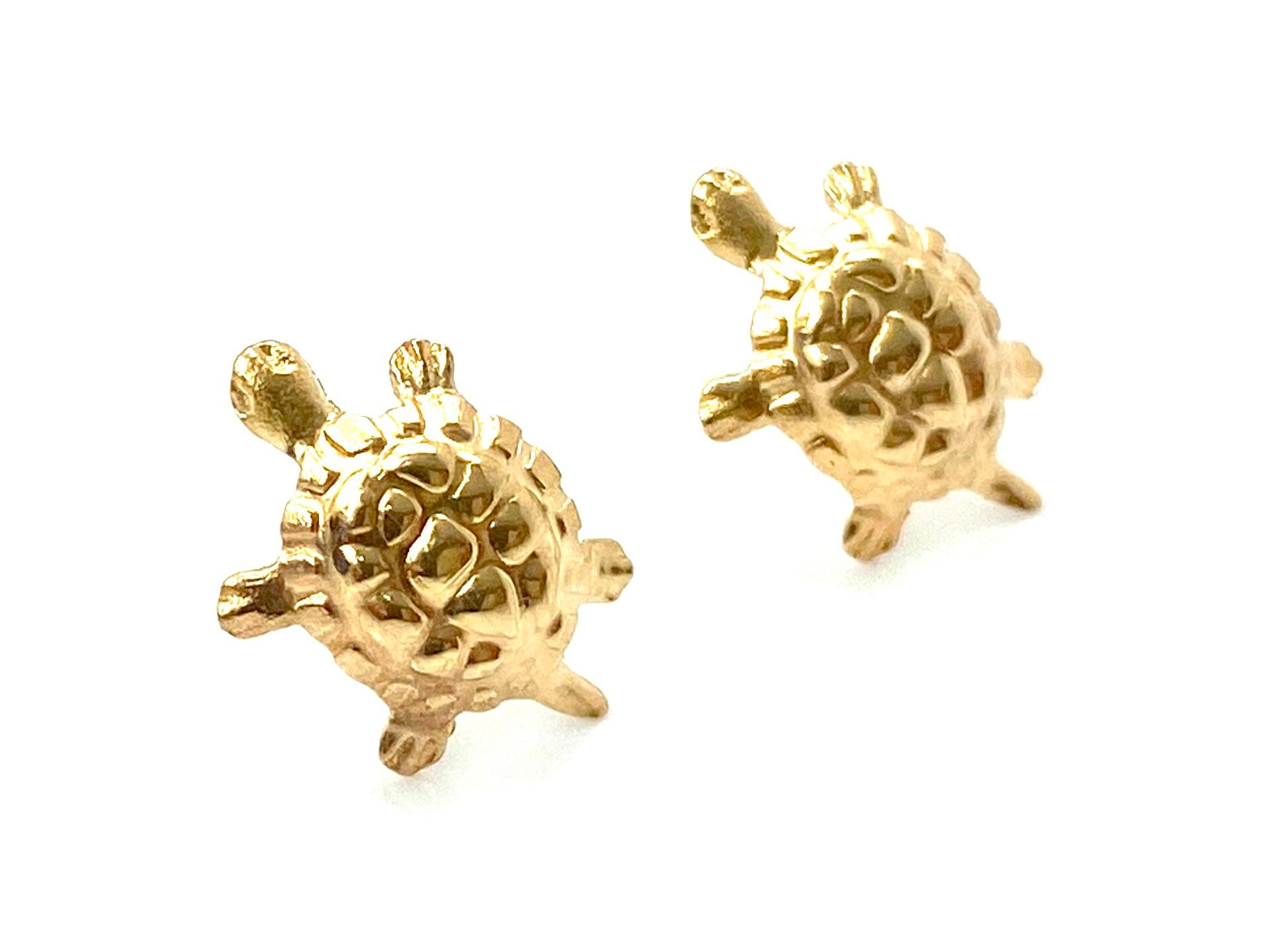 14K Solid Gold Turtle Studs, Sku#E45-2