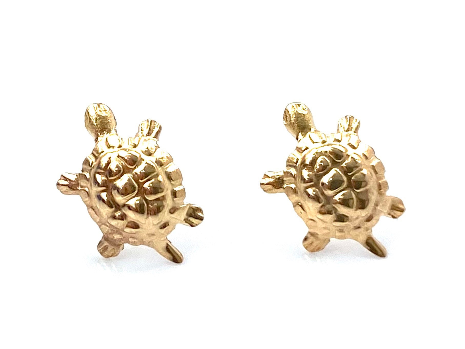 14K Solid Gold Turtle Studs, Sku#E45-2